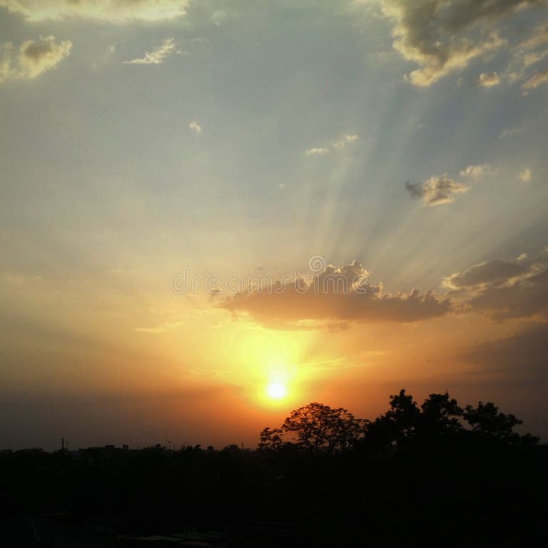 The Drowning Sun and Its Rays. Stock Image - Image of drowning ...