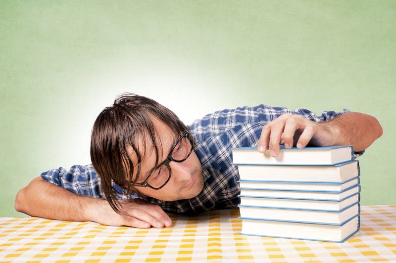 Drowsiness on books stock image. Image of literature - 28466301