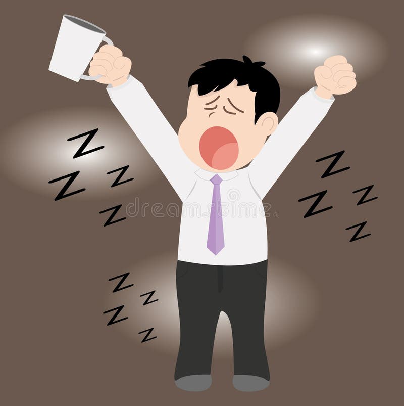 Man Suffer from Drowsiness. Tired Person Sleep Stock Vector ...