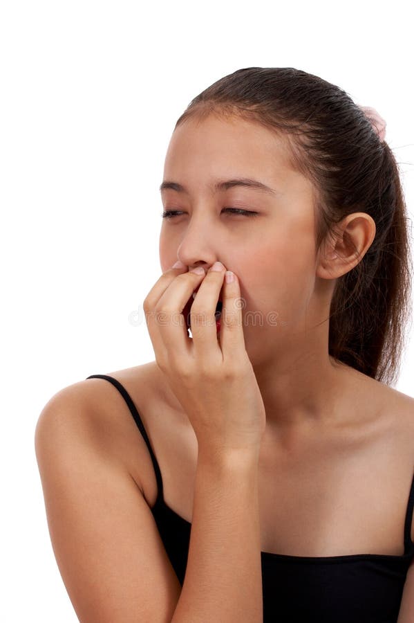 Drowsy female yawning stock photo. Image of woman, sleepy - 4216710