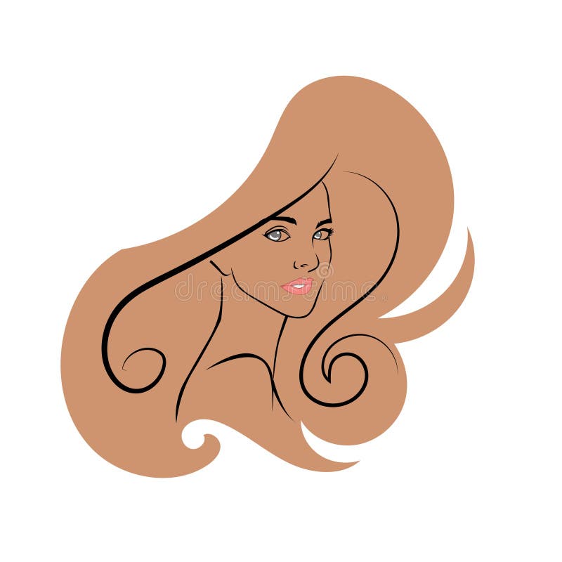 Pretty Woman S Face with a Long Hair Silhouette. Female Hair Beauty Spa ...