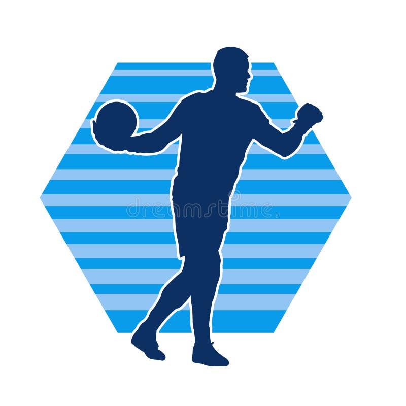 Silhouette of a Sporty Man Throwing a Ball. Stock Vector - Illustration ...