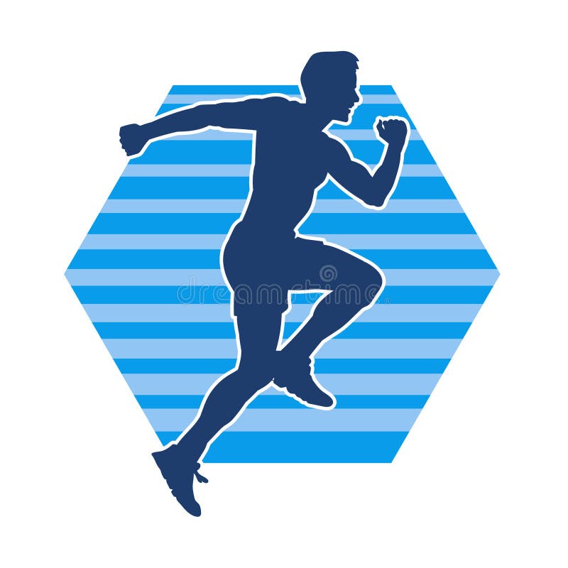 Silhouette of a Sporty Man in Running Pose. Stock Vector - Illustration ...
