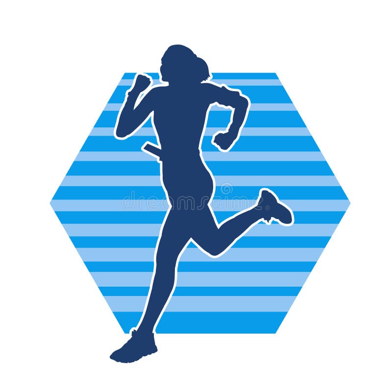 Silhouette of a Sporty Woman in Running Pose. Stock Vector ...