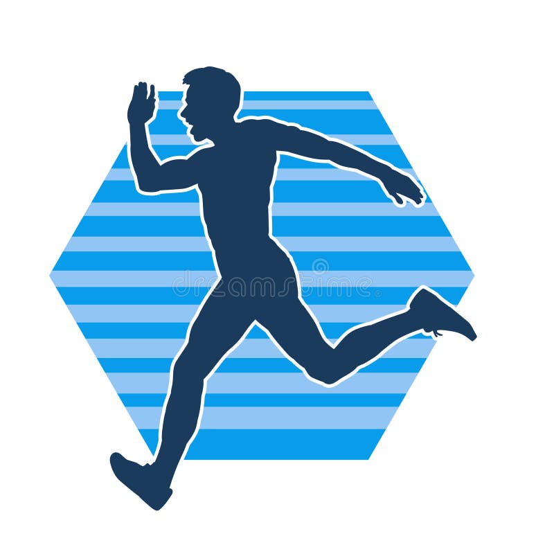 Silhouette of a Sporty Man in Running Pose. Stock Vector - Illustration ...