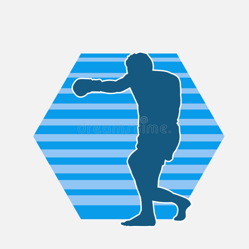 Silhouette of a Male Kickboxer Athlete in Action Pose. Stock Vector ...