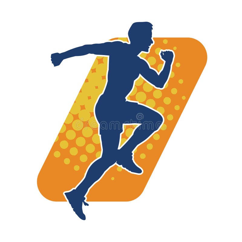 Silhouette of a Sporty Man in Running Pose. Stock Vector - Illustration ...