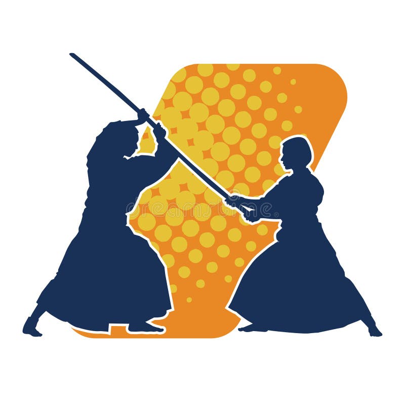 Silhouette of Male and Female Martial Art Person in Action Pose Using ...