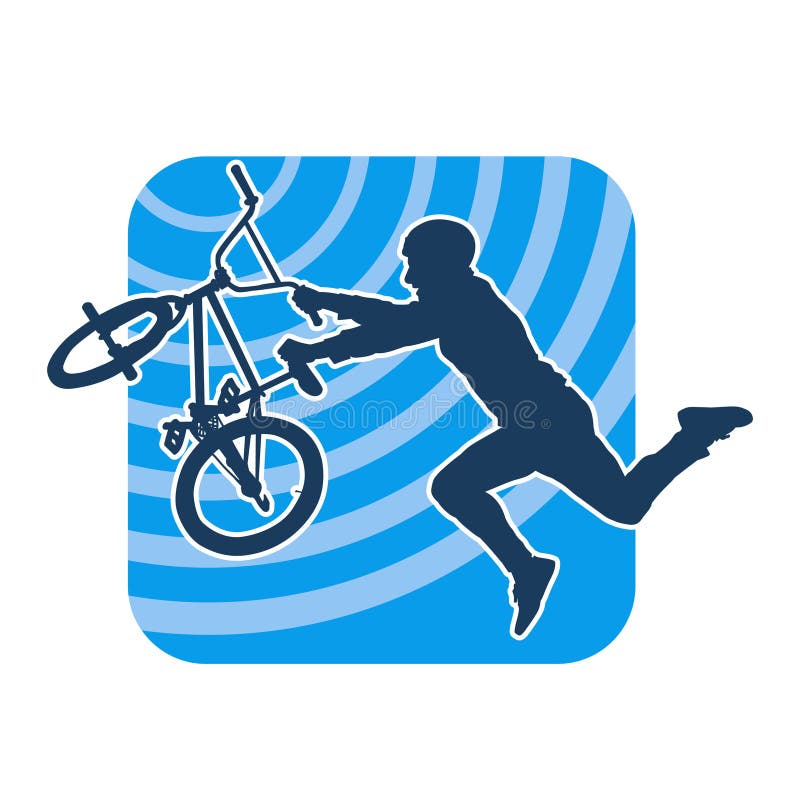 Silhouette of a Male Person Stunt Riding a Bicycle. Stock Vector ...