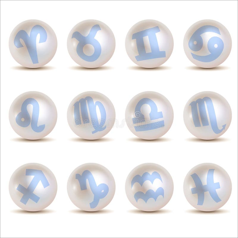 Pearl - Light Blue HOROSCOPE SIGNS of the ZODIAC in the Corner Stock ...