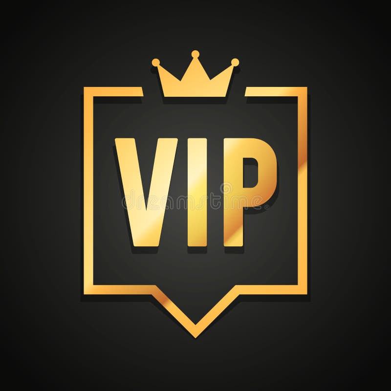 Vector Illustration VIP Club Label on Black Background with Crown in ...