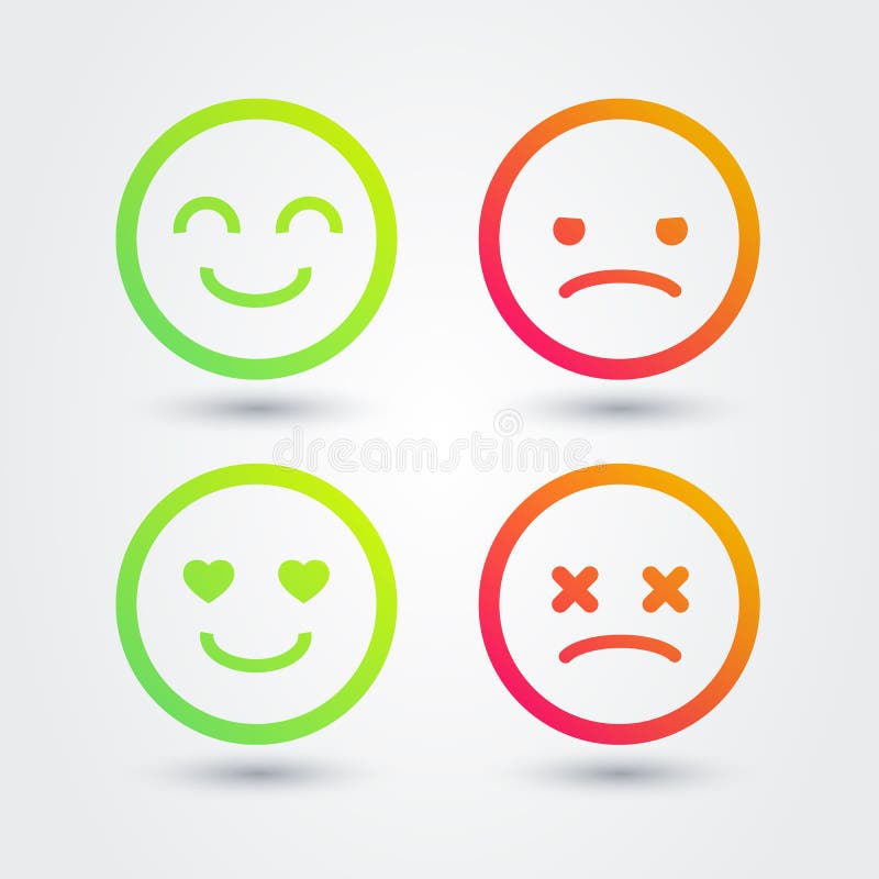 Vector Illustration Good, Bad, Positive, Negative Emoji Icons Set Stock ...