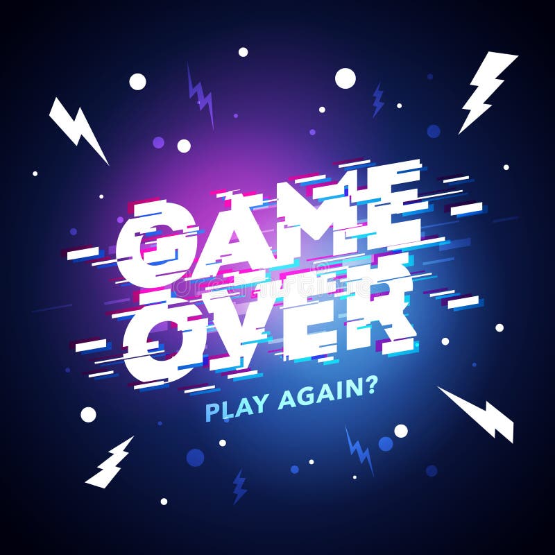 Vector Illustration Game Over in Glitch Art Style with VHS Effect ...