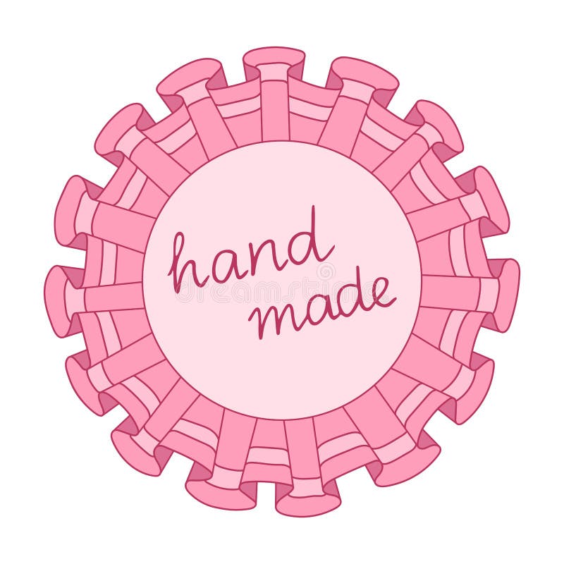 Cute Circle Frame with Textile Ruffles, Ribbon and Inscription `hand ...