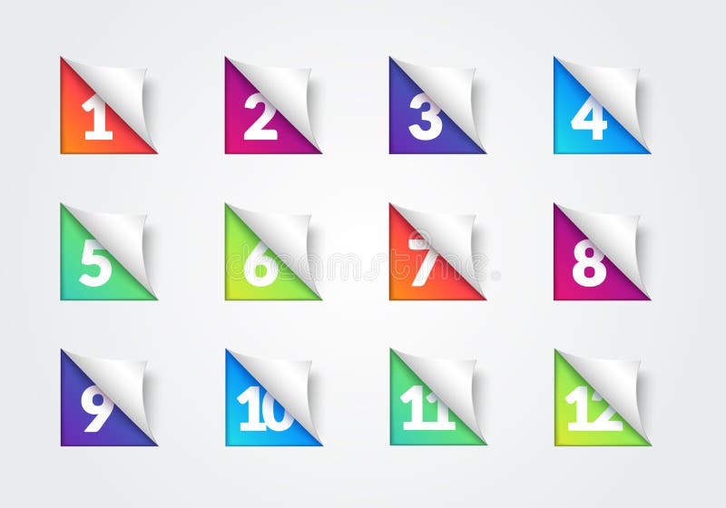 Vector Illustration Peeled Corner Bullet Point Set Stock Illustration ...