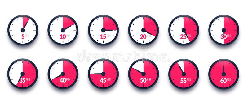 Time Counter Conzept. Set of Clocks or Stopwatches Stock Vector ...