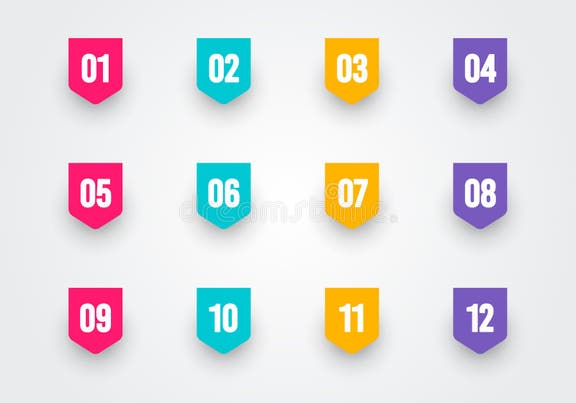 Simple Banner Bullet Points 1 To 12 Stock Vector - Illustration of ...