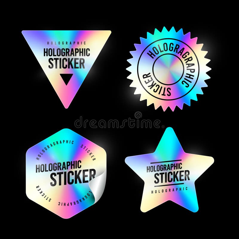 Holographic Sticker Set with Different Shapes Stock Vector ...