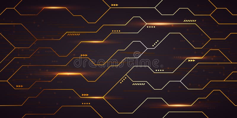 Seamless Golden Cyber Technology Pattern Stock Vector - Illustration of ...