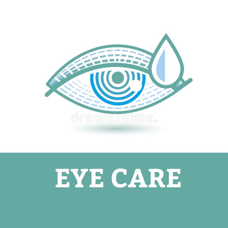 Eye Icon with Contact Lens and Droplets - Vector Illustration. Stock ...