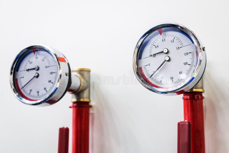 Druckmanometer Installation Auf Eine Wasser- Oder Ein Gas Stockfoto ...