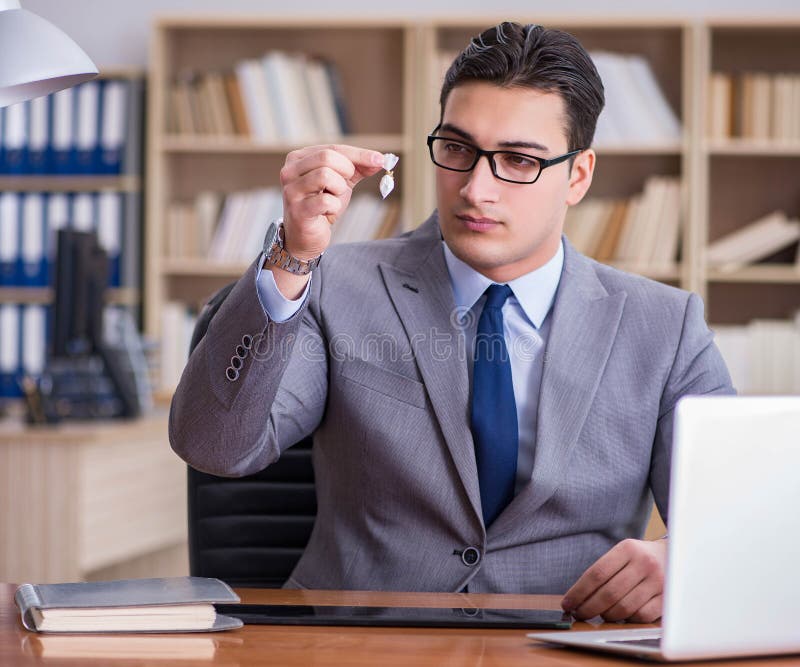 The Drug Addict Businessman in the Office Stock Photo - Image of ...