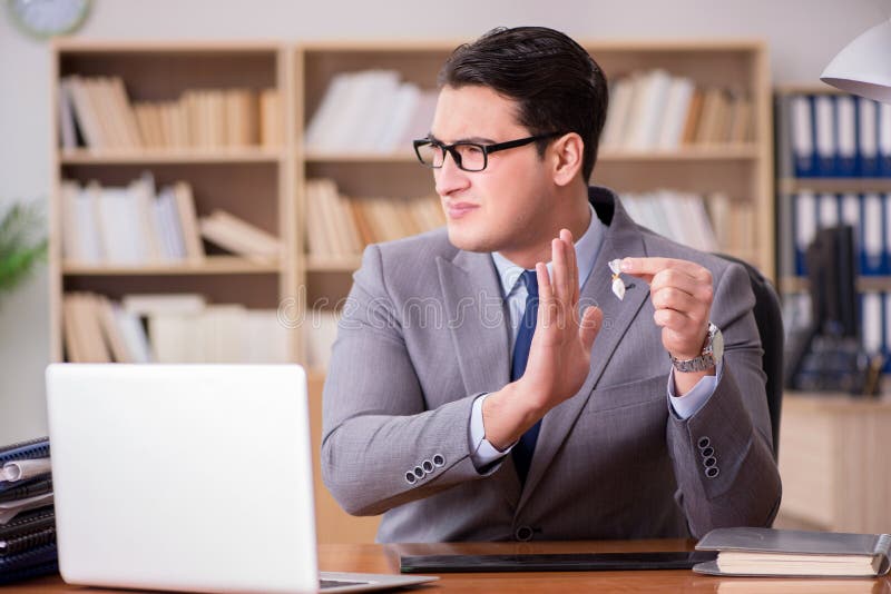 The Drug Addict Businessman in the Office Stock Image - Image of office ...