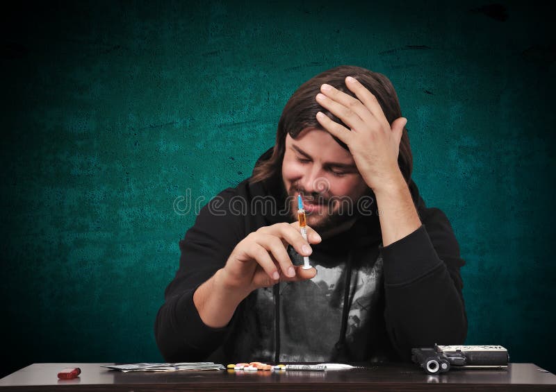 Drug addict man stock image. Image of gangster, firearm - 45801139