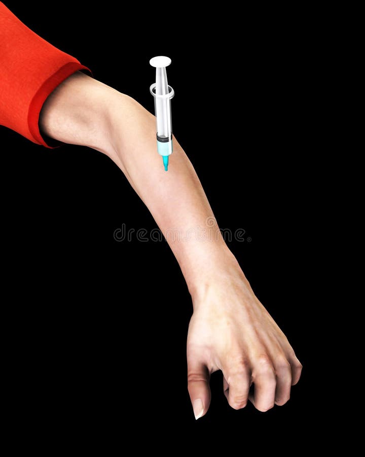 Drug Addict with Needle in Arm Stock Photo - Image of unhealthy ...