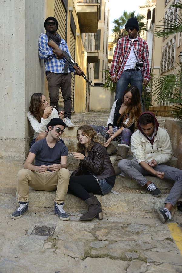 Drug Addict People in the Ghetto Stock Photo - Image of group, ghetto ...