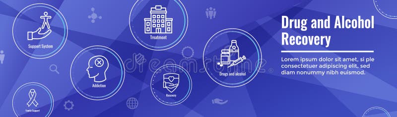 Drug and Alcohol Dependency Icon Set & Web Header Banner Stock Vector ...