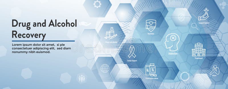 Drug and Alcohol Dependency Icon Set & Web Header Banner Stock Vector ...