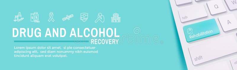 Drug and Alcohol Dependency Icon Set & Web Header Banner Stock Vector ...