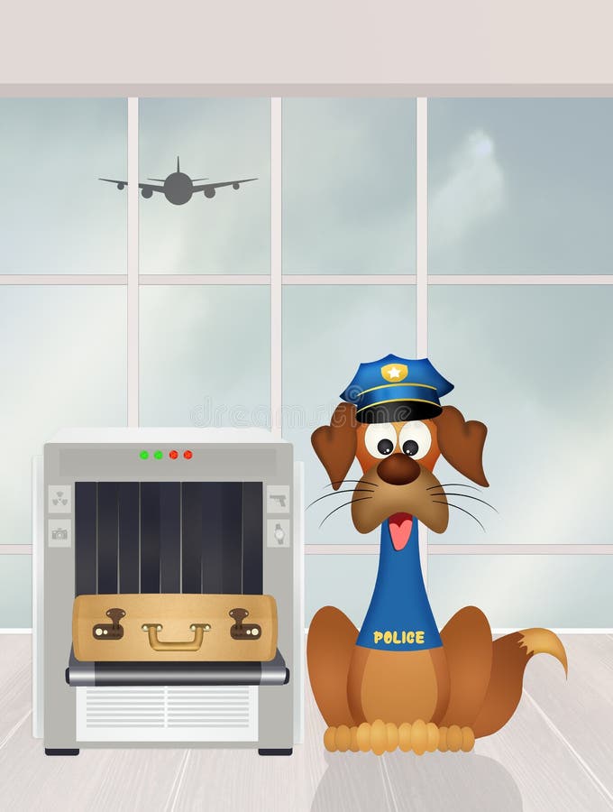 Drug dog in the airport stock illustration. Illustration of checkin ...
