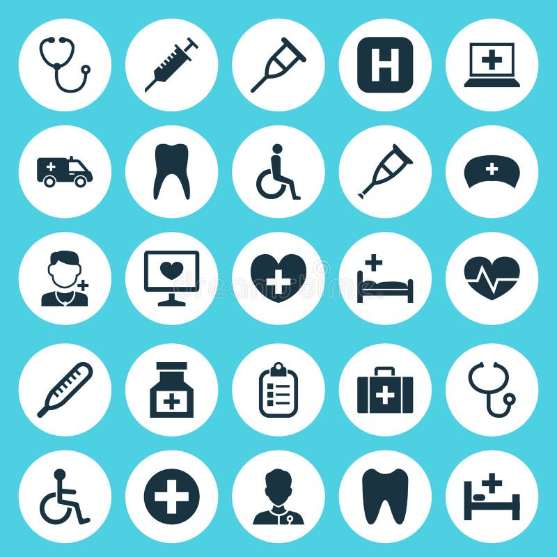 Drug Icons Set. Collection Of First-Aid, Spike, Database And Other ...