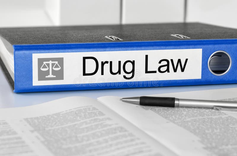 Golden Sign Showing Drug Law with Gavel and Law Book Stock Photo ...