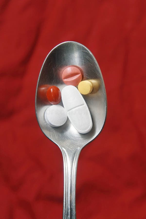 Drug pills and spoon stock image. Image of medical, macro - 34895215