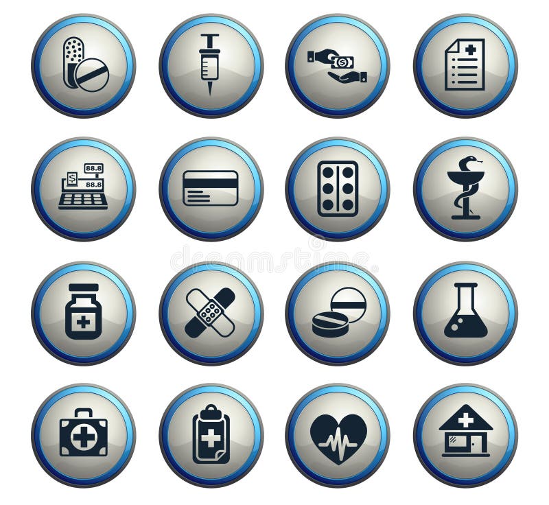 Drug store icon set stock vector. Illustration of store - 128218604