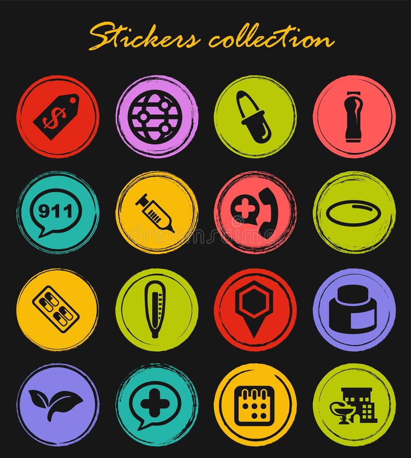 Drug store icons set stock illustration. Illustration of patient ...