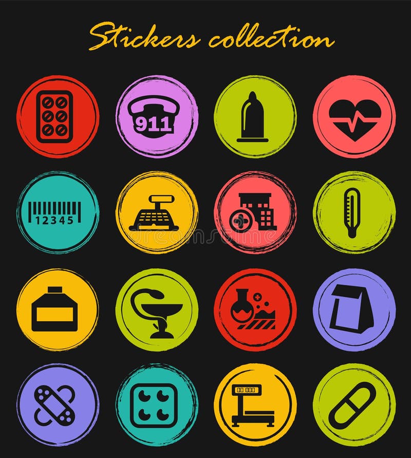 Drug store icons set stock illustration. Illustration of graphic ...