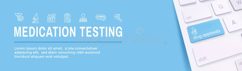 Drug Testing & Process Web Header Banner with Icon Set Stock Vector ...