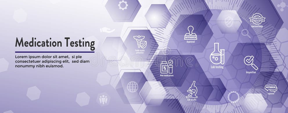 Drug Testing and Process Web Header Banner W Icon Set Stock Vector ...