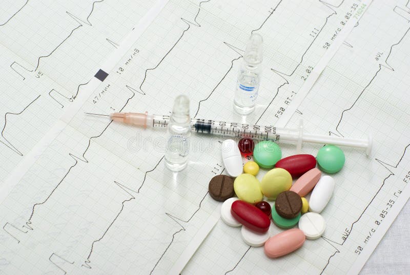 Drugs on the Cardiogram Background Stock Photo - Image of narcotics ...