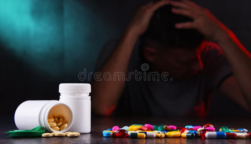 Drugs and the Figure of a Addicted Man Stock Image - Image of ...