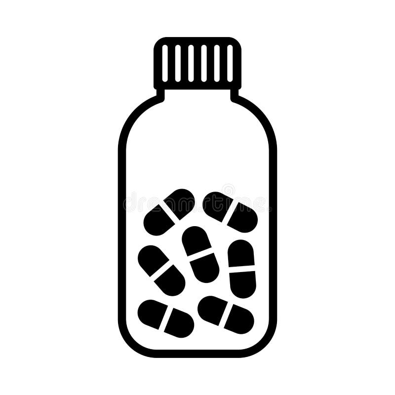 Drugs, Medicine, Black Vial Icon Stock Vector - Illustration of dose ...