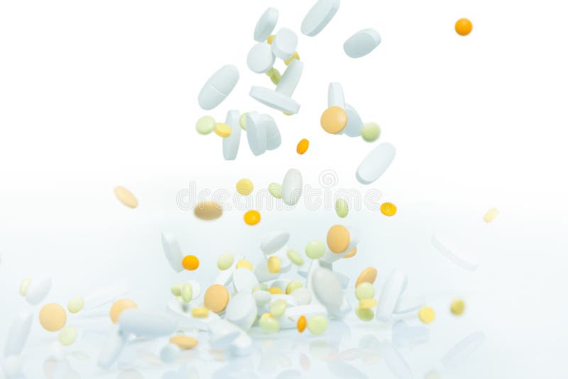 Drugs and Tablets Falling Down Stock Image - Image of health, drug ...