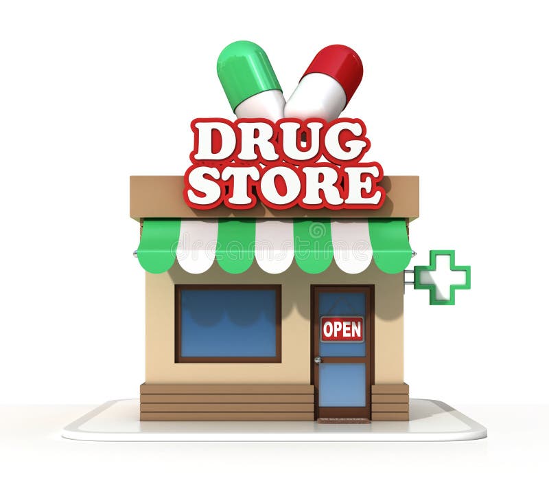 Drugstore 3d rendering stock illustration. Illustration of graphics ...