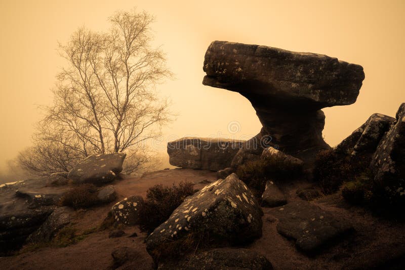 The Druid`s Writing Desk at Brimham Rocks Stock Photo - Image of ...