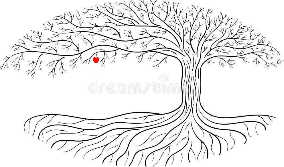 Druidic Apple Tree, Oval Silhouette, Black and White Tree Logo with One ...