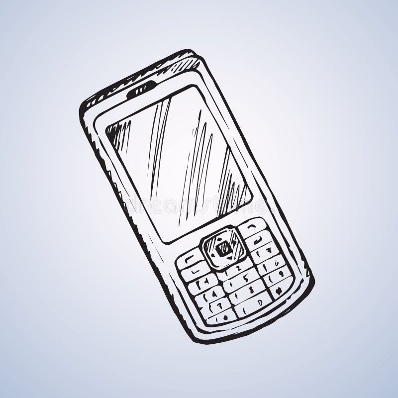 Drukknop Mobiele Telefoon Vector Tekening Vector Illustratie ...